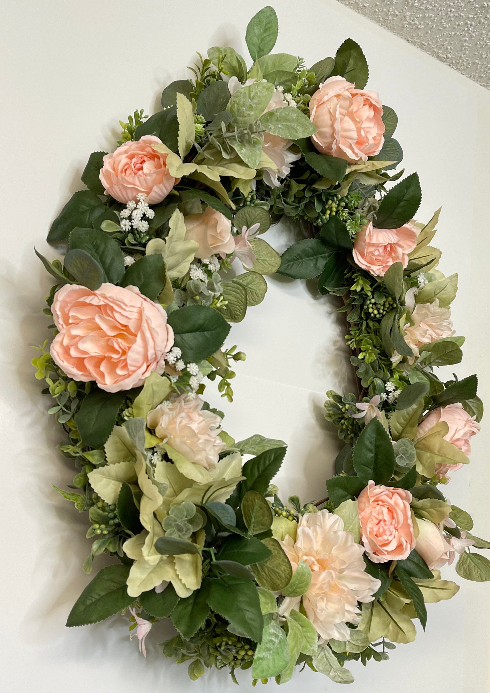 Shabby Chic Pink Roses Wreathblush Florals Grapevine - Etsy