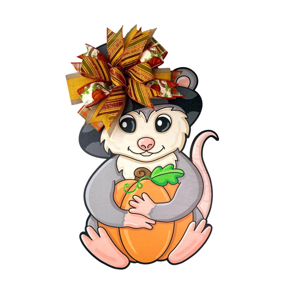 Fall Possum Door Hanger,opossum Wreath With Pumpkin,fall Front Door ...