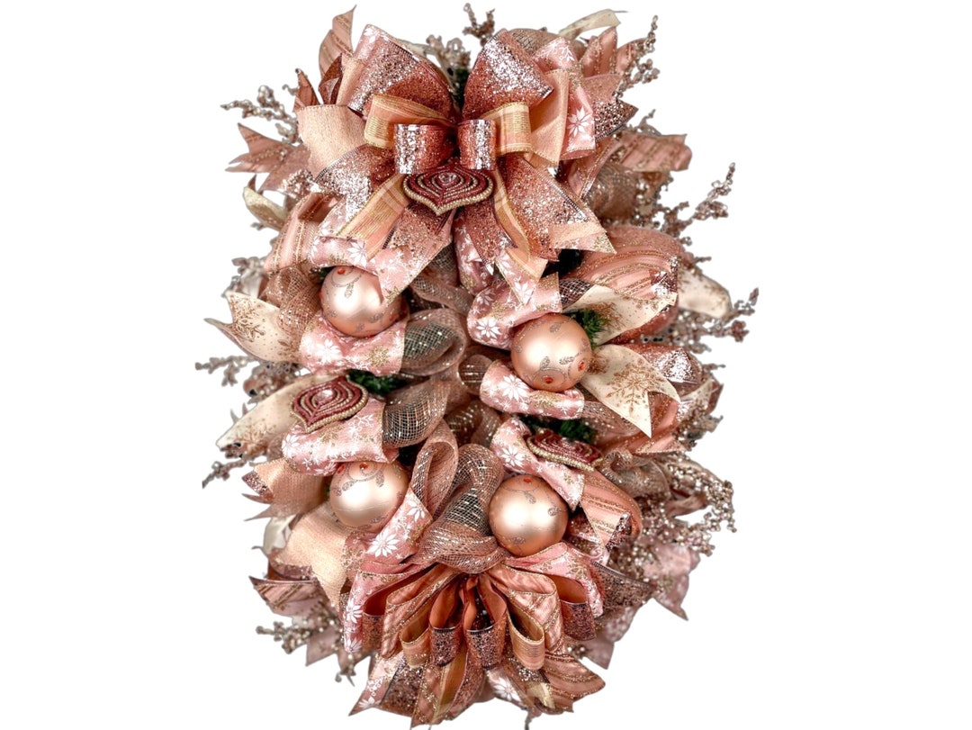 Rose Gold Deco Mesh Swag,rose Gold Decor,rose Gold Christmas Wreath ...
