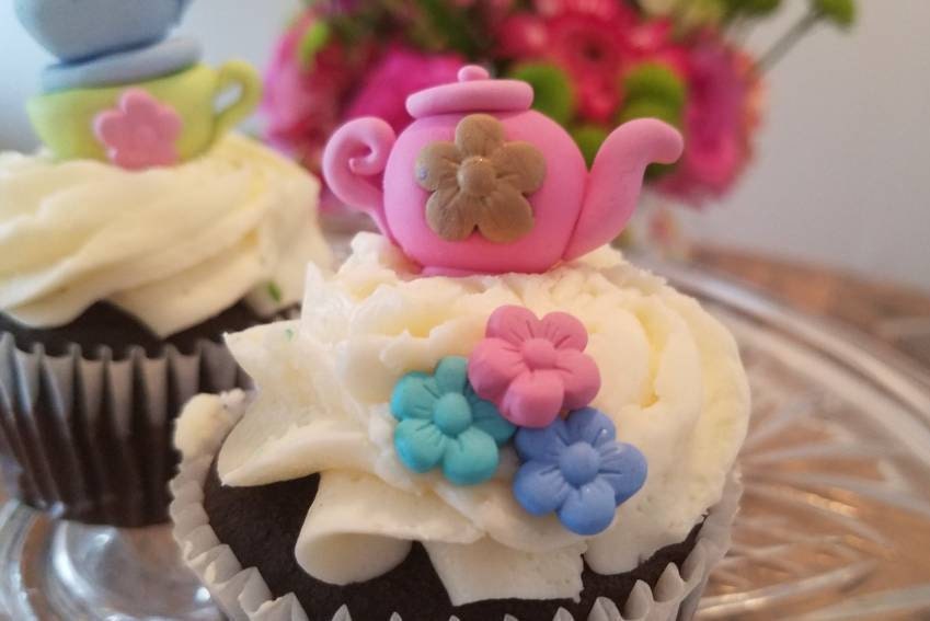 Tea Party Cupcake Toppers, Cake Toppers - Set of 8 Includes Tea Pots ...