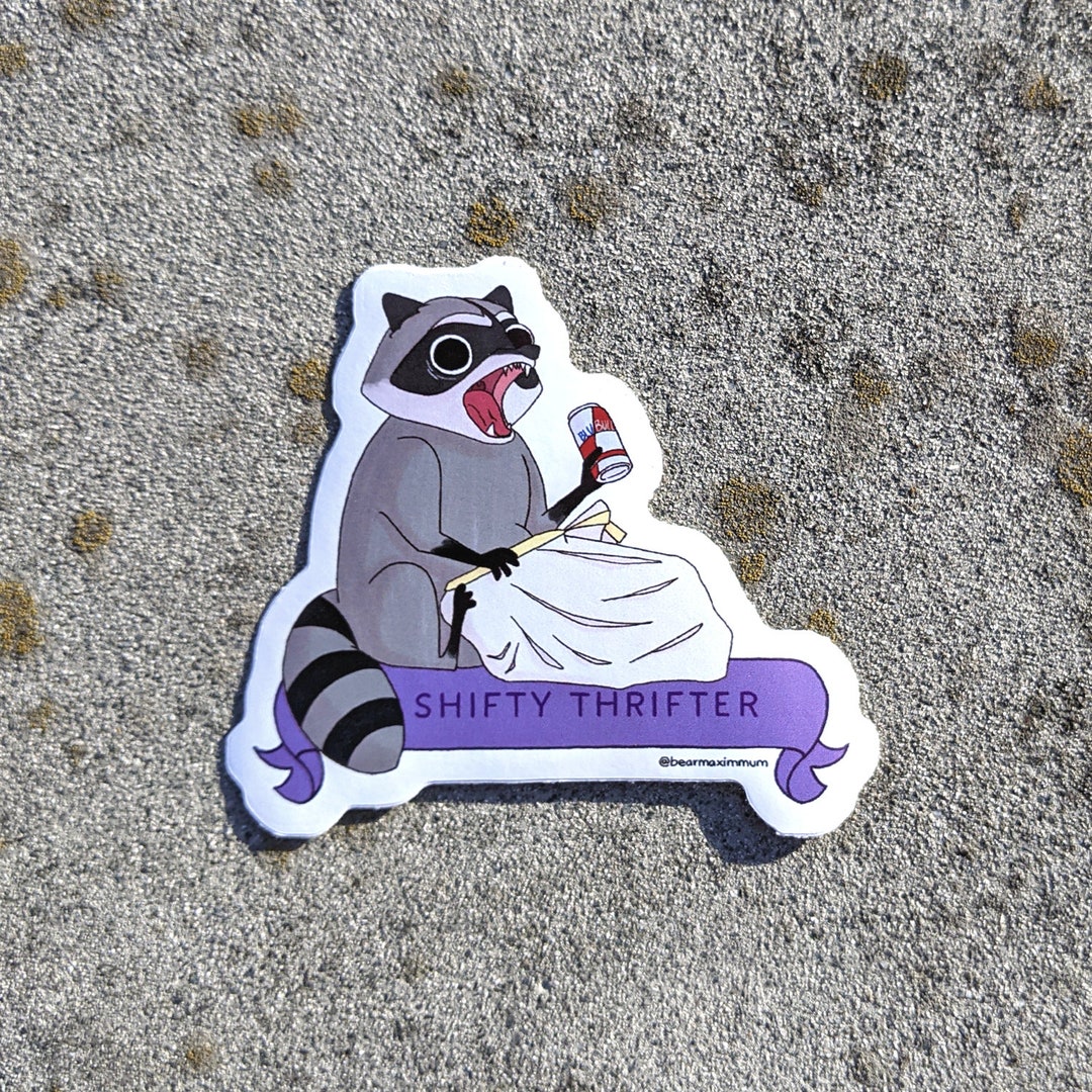 Shifty Thrifter Raccoon 3 Waterproof Vinyl Die Cut - Etsy