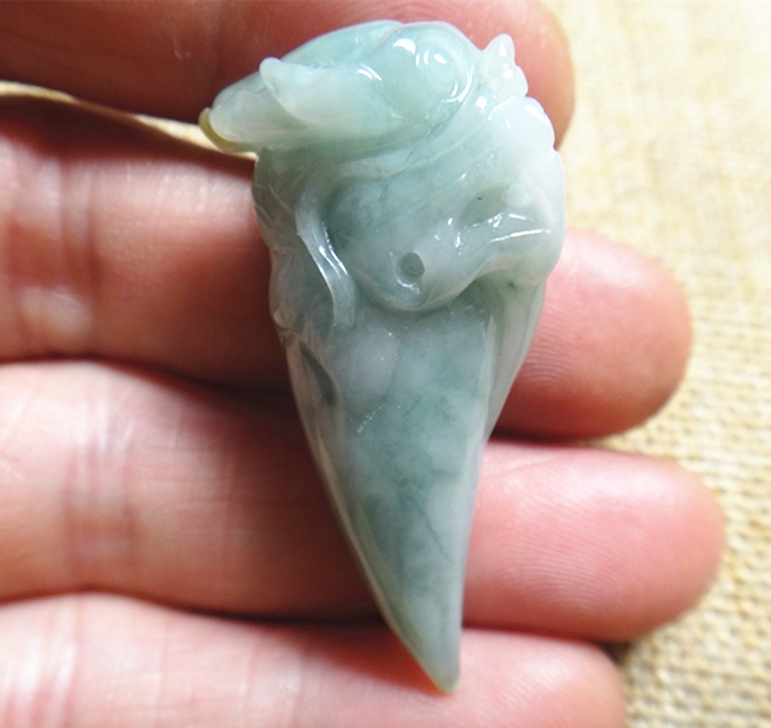 Unique perfect natural green jade dragon head pendant mascot | Etsy
