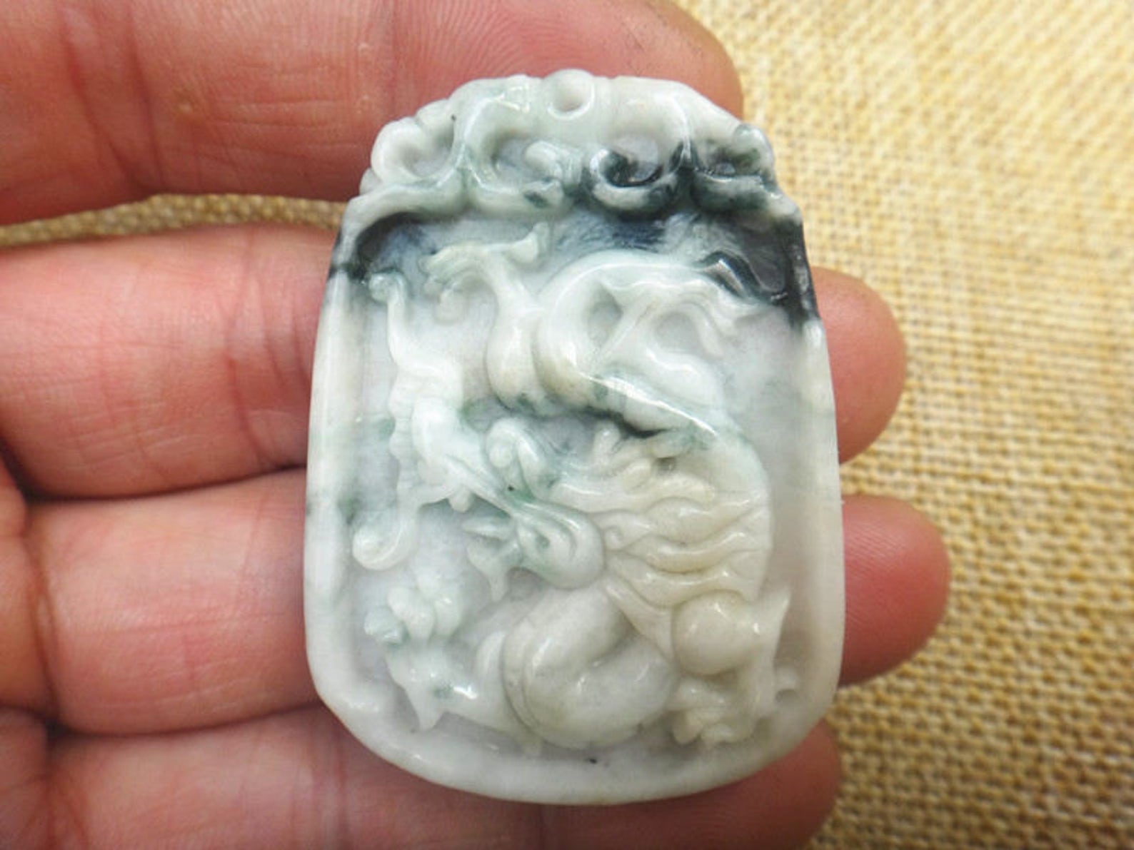 Natural Green Jade Dragon Pendant Mascot - Etsy