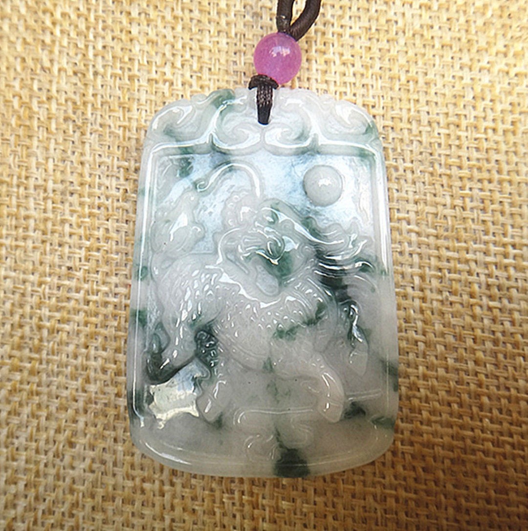 Natural Green Jade Kirin Pendant DSC06834 - Etsy