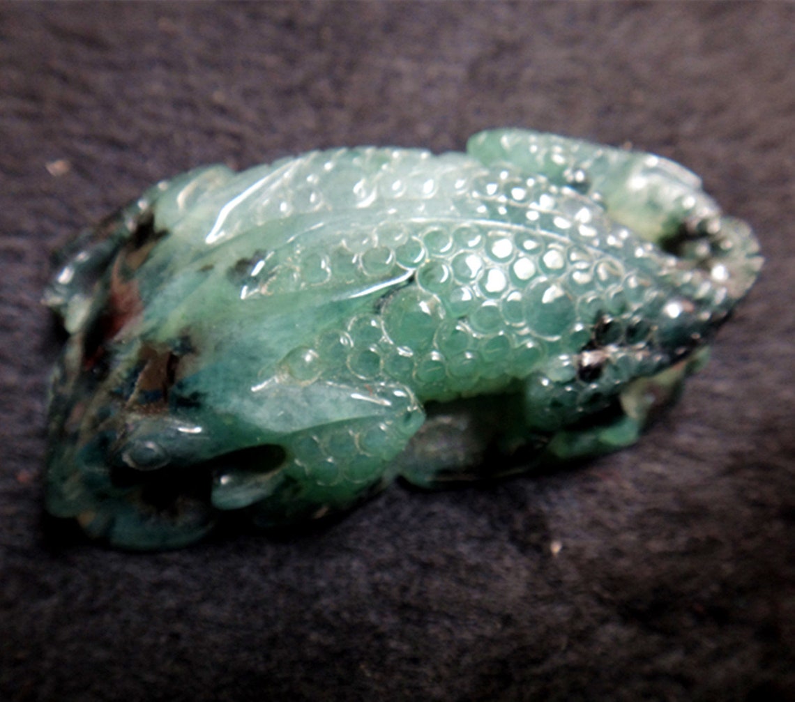 Unique exquisite carvings lizard pendant natural green jade | Etsy