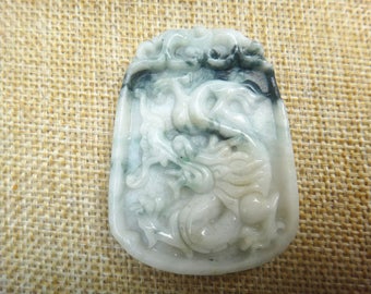 Natural Green Jade Pendant Hand-carved Dragon Mascot Talisman - Etsy