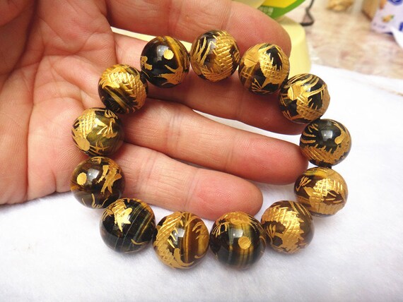10mm Natural Yellow Tiger Eye Bracelets Beaded Bracelet Etsy