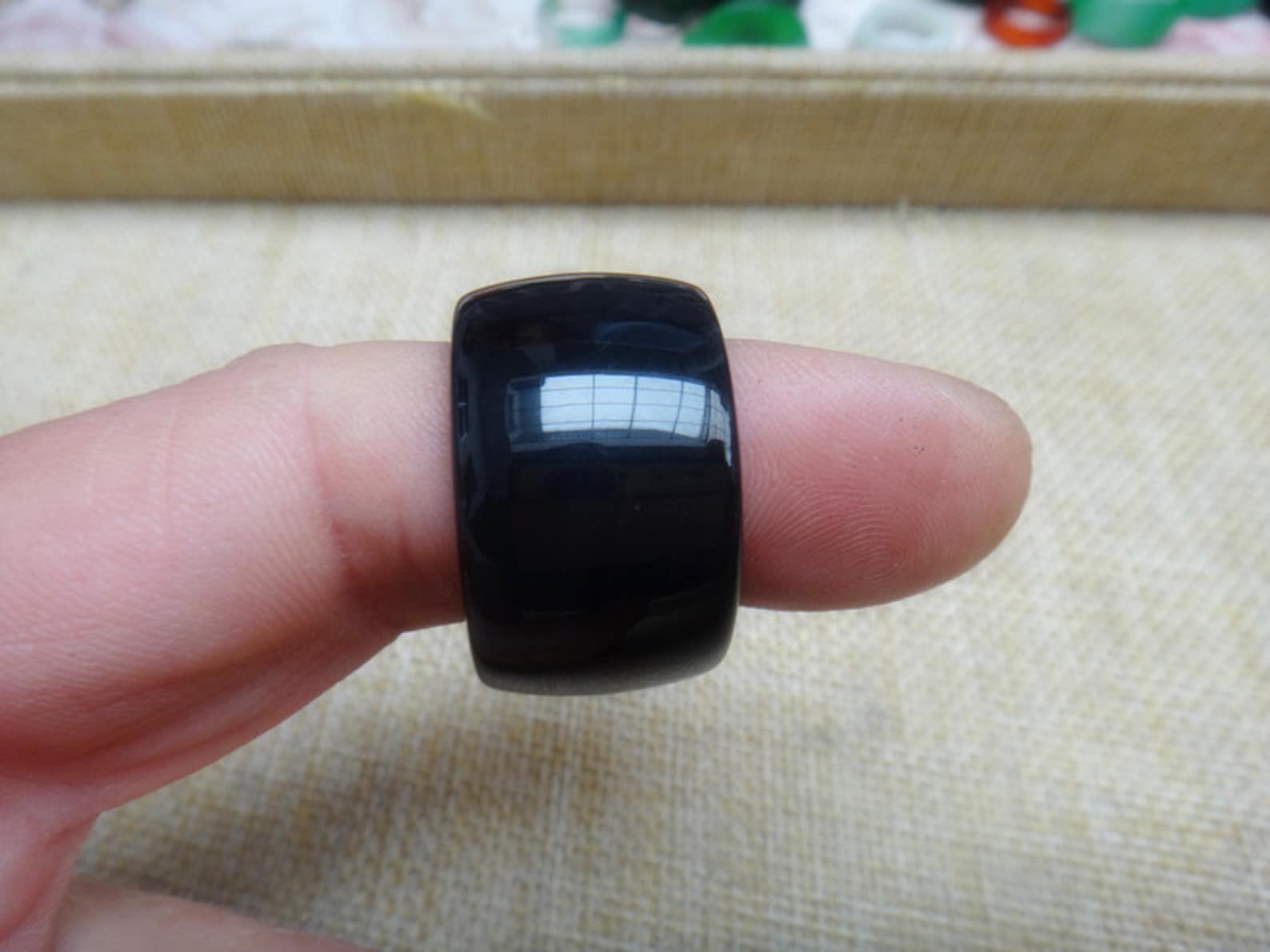 Natural obsidian ring couple ring U.S. ring size: 9-10 | Etsy