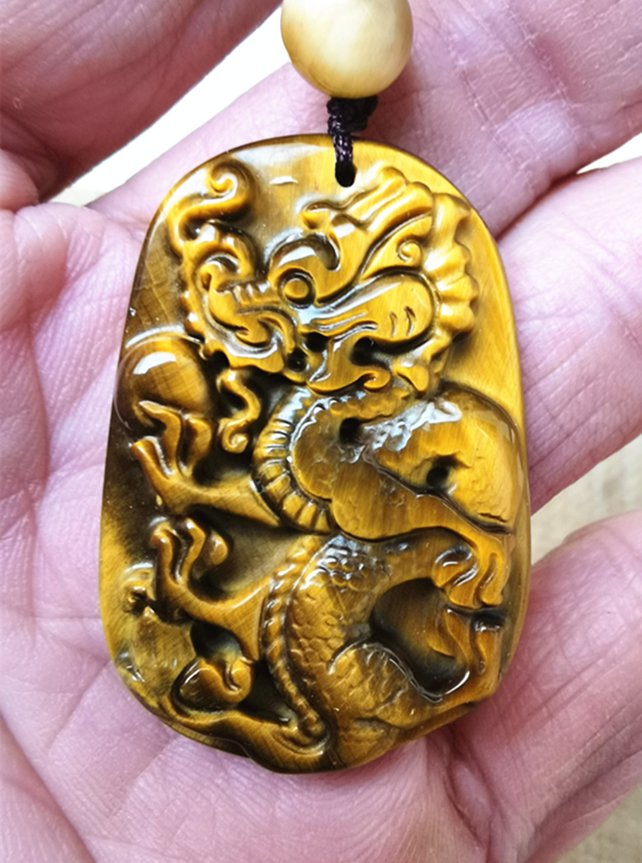 Natural Tiger Eye Stone Dragon Pendant Dragon Mascot - Etsy Canada