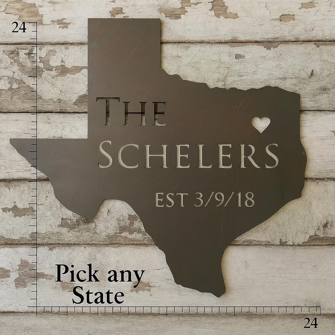 Personalized State Metal Sign: Custom Family Name, Established Date - Etsy