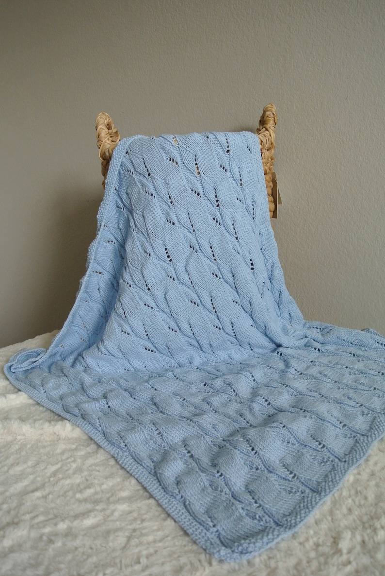 Blue Knit Baby Blanket - Etsy