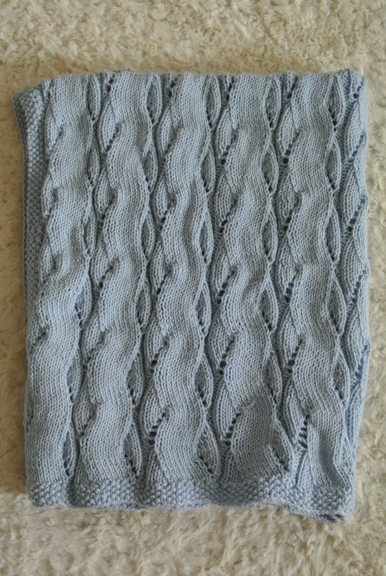 Blue Knit Baby Blanket - Etsy