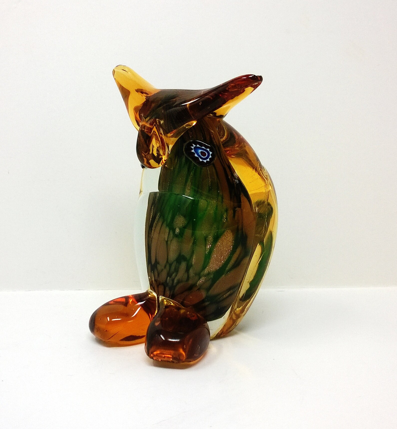 Mid Century Murano Art Glass Owl Murano Stylized Great Horned Etsy
