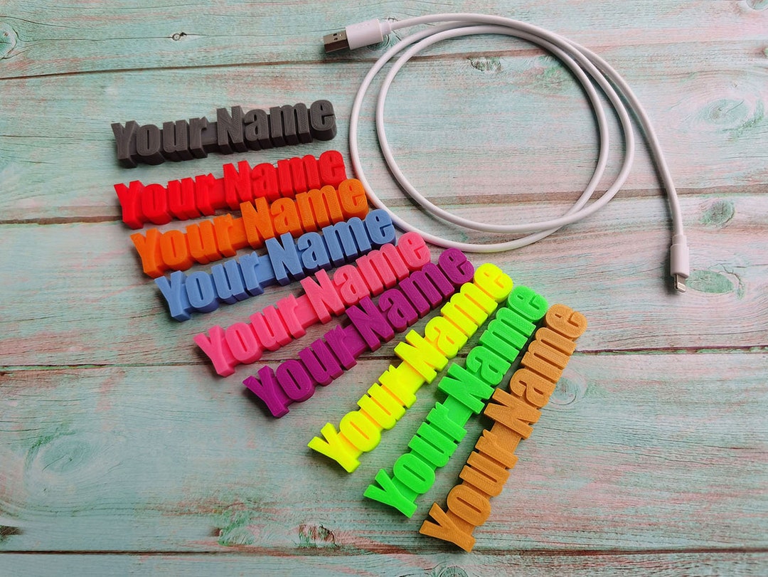 Cable Name Tag | 3D Print Custom Name Clip /personalized Charger Name ...