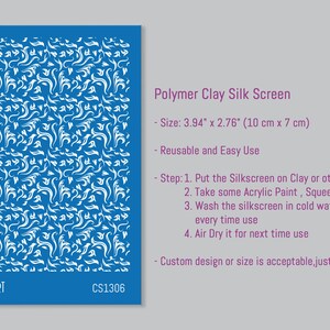 Polymer Clay Silkscreen leaf Pattern, Reusable Silk Screen Stencil ...