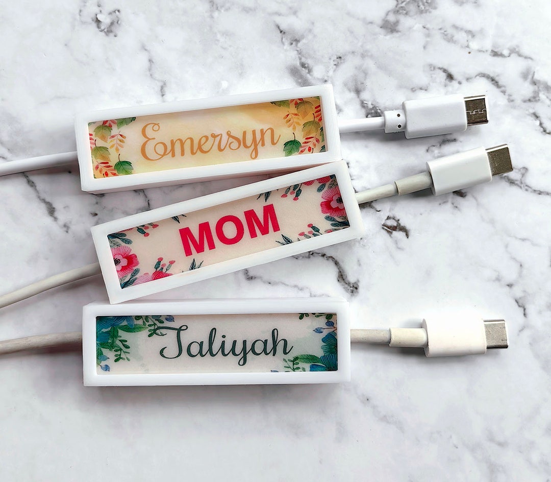 Botanical Personalized Charging Cable Name Tag for Phone | Custom ...