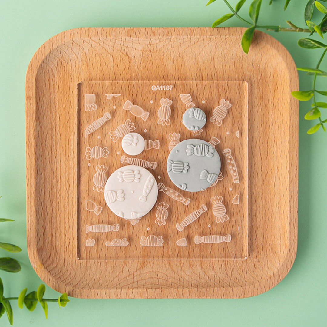 Boo Halloween Acrylic Texture Tile Acrylic Embossing Stamp Polymer Clay ...