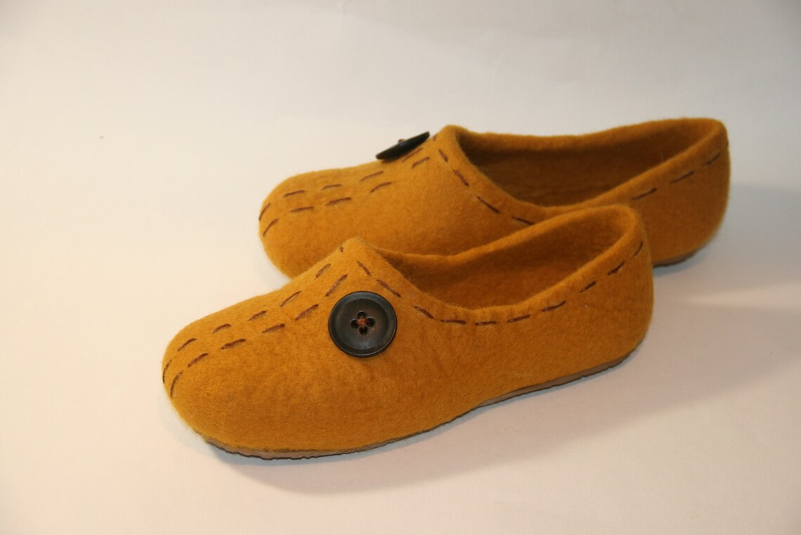 Wool Gift Felting Slippers Natural Woolen Clogs Homemade - Etsy