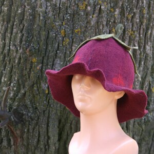 Wine Red Felt Fashion Hat - Etsy