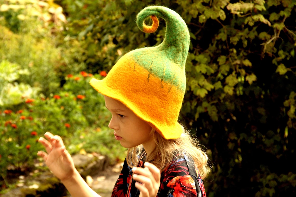 Wizard Wool Hat Elf Felt Cap Festival Headwear Green Wool - Etsy