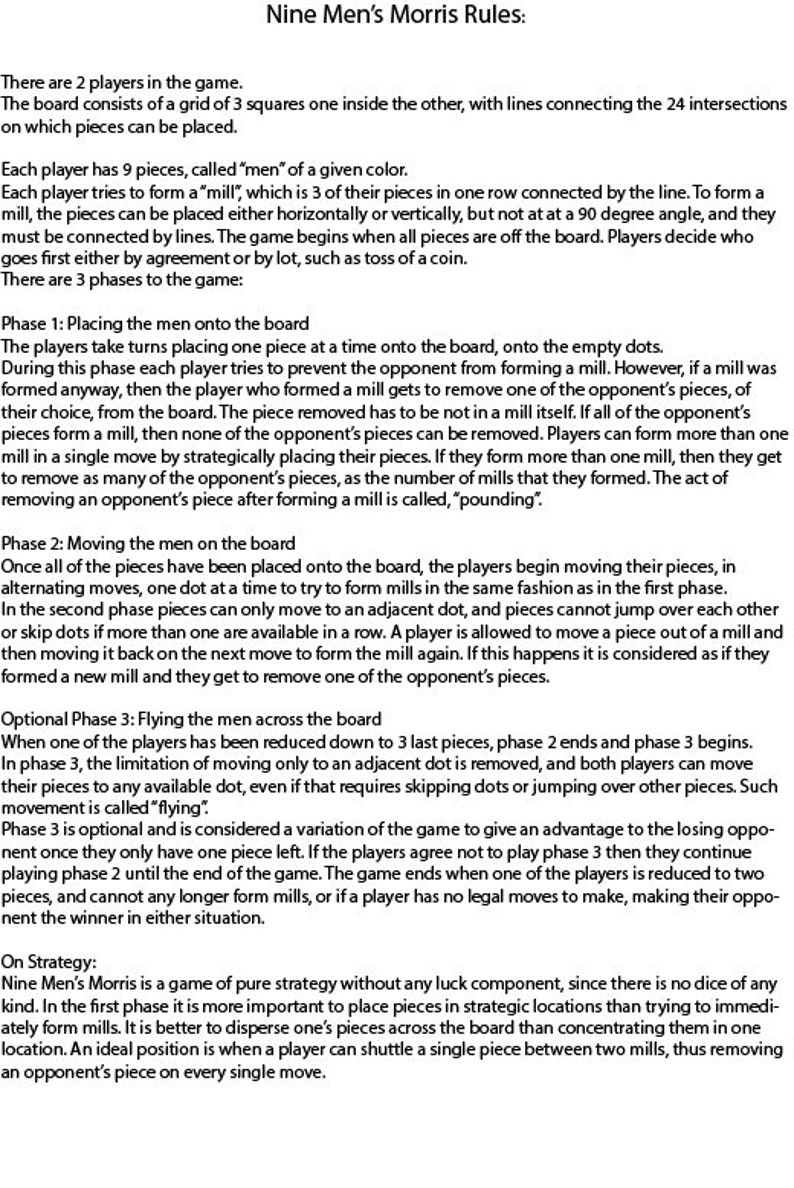 Board Game Nine Men-s Morris, Mill, Mills, Ancient Board Game ...