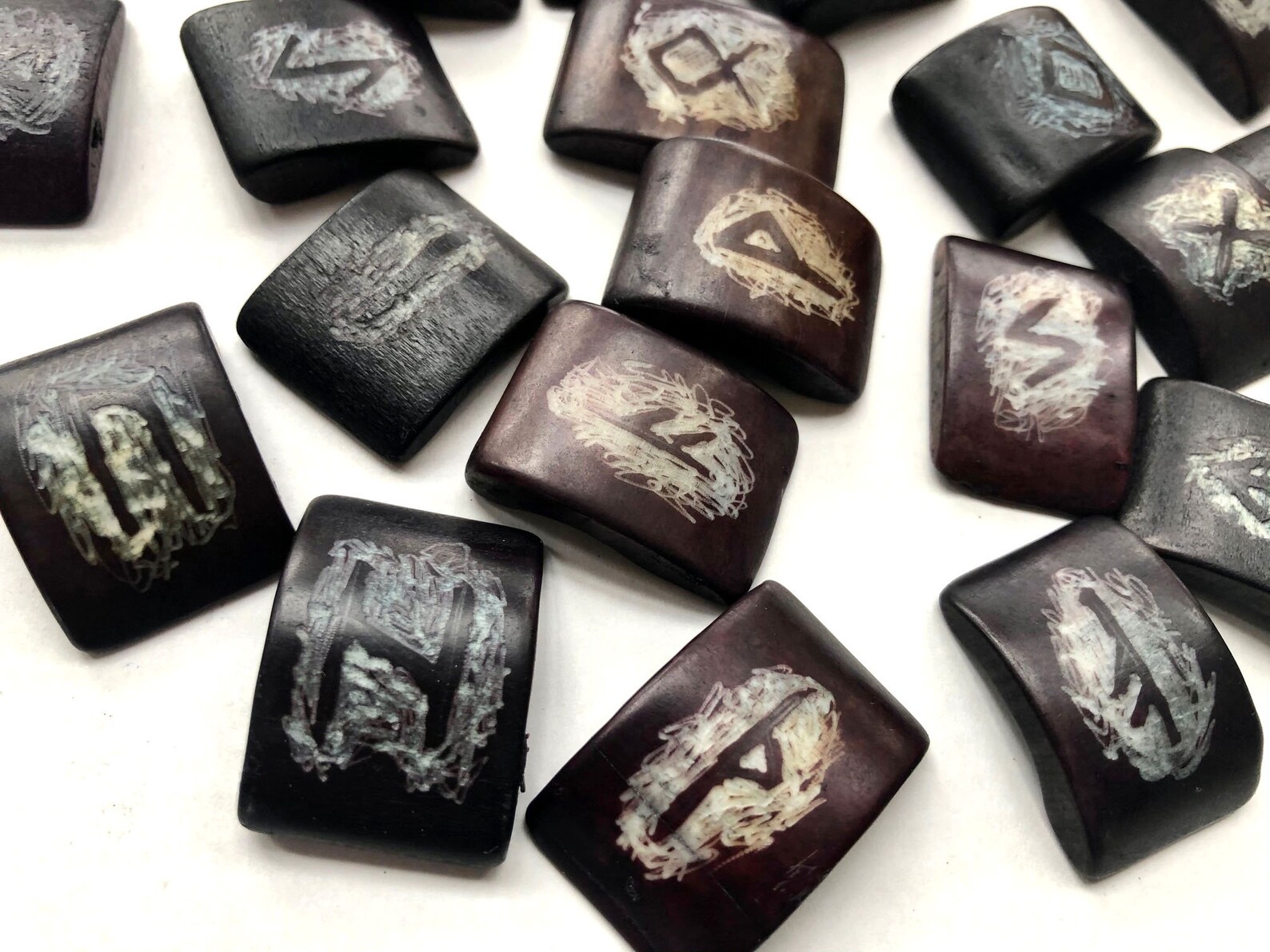 Elk Bone Rune Set 24 Magical Viking Runes Dyed With Plants - Etsy