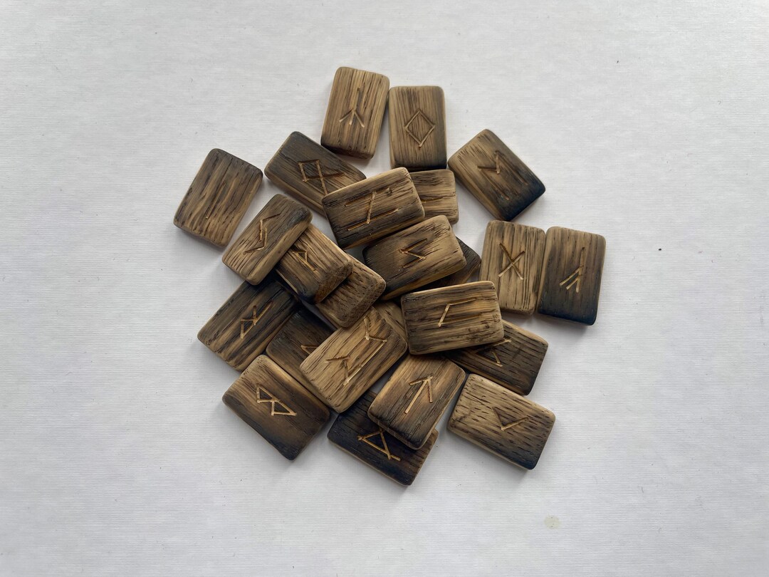 Burned Oak Tree Rune Set 241, Natural and Magical Viking Age Runes, 2 X ...