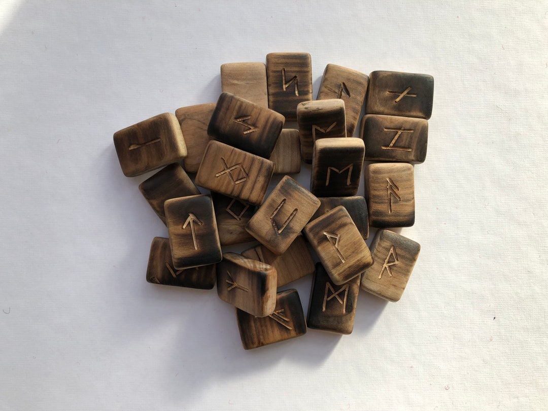 Burned Runes From Magical Rowan Wood, Set 24+1, Futhark, Waxed With ...