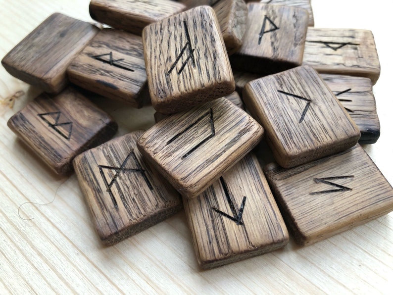 Runes Rune Set From Oak Tree and Hand Carved Magical and - Etsy