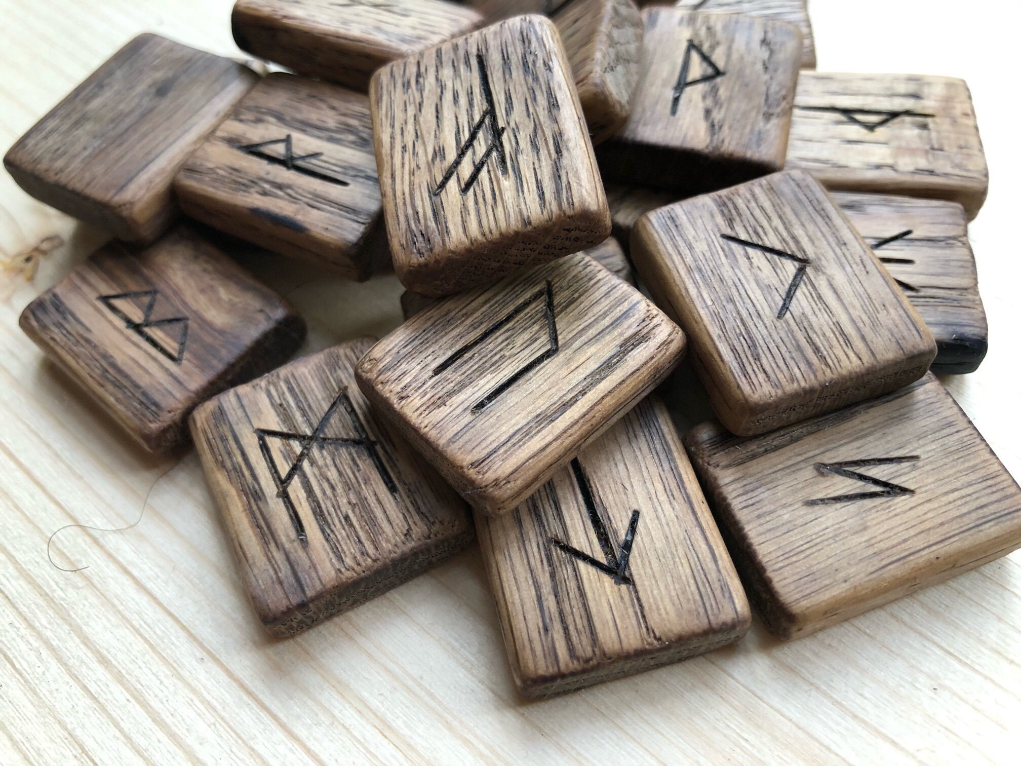 Runes Rune Set From Oak Tree and Hand Carved Magical and - Etsy