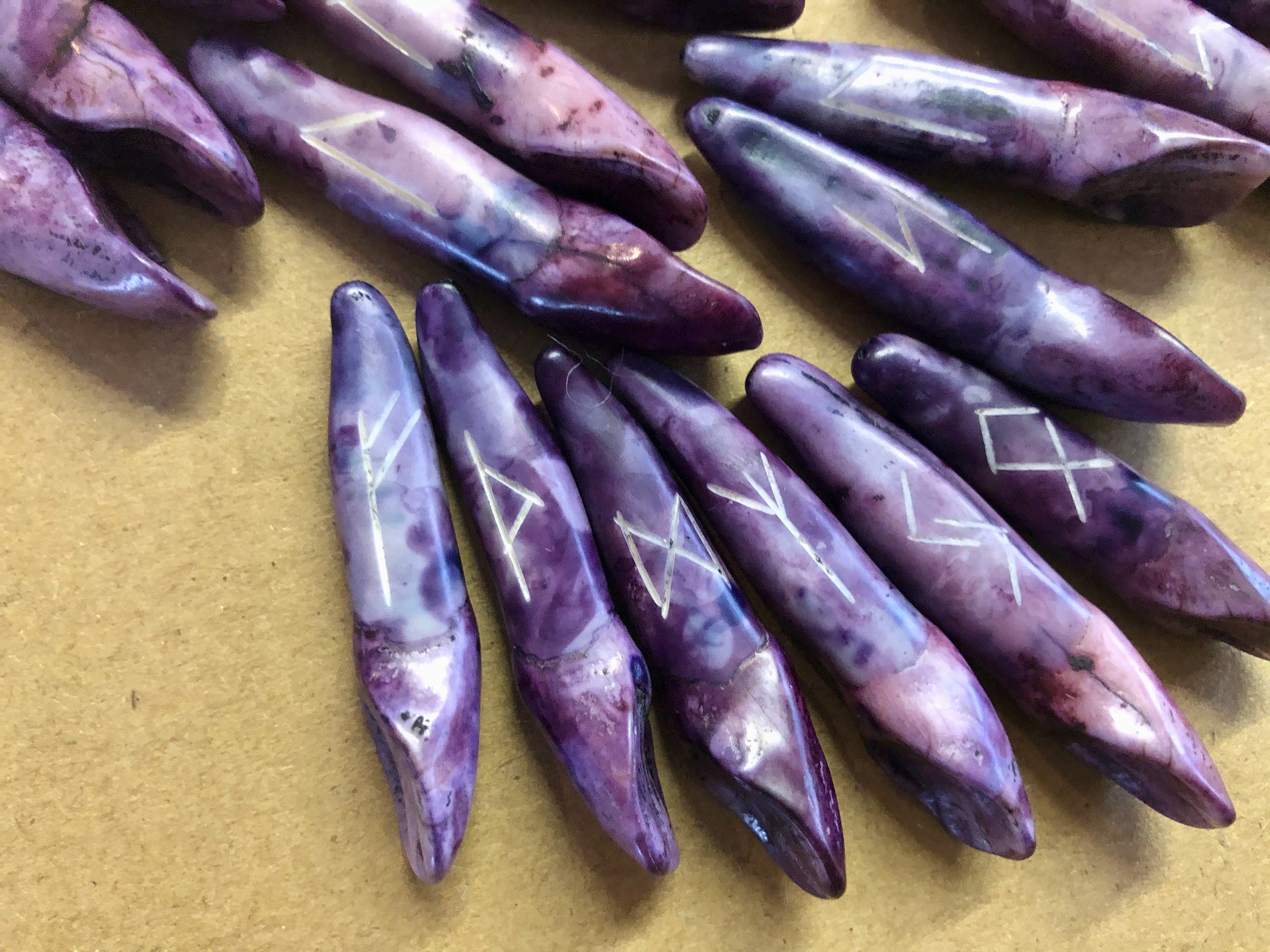 Elk Bone Rune Set 24+1, Viking Age Craft, Elder Futhark, Dyed With ...