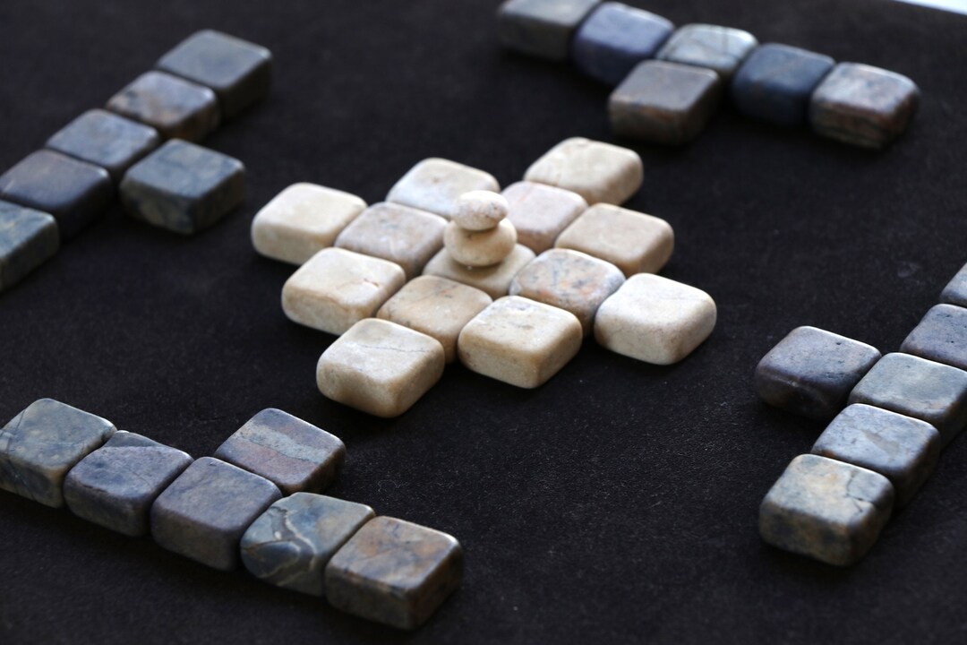 Natural Stone Game Tiles for Hnefatafl (tafl) Set 36 + King, Dyed With ...
