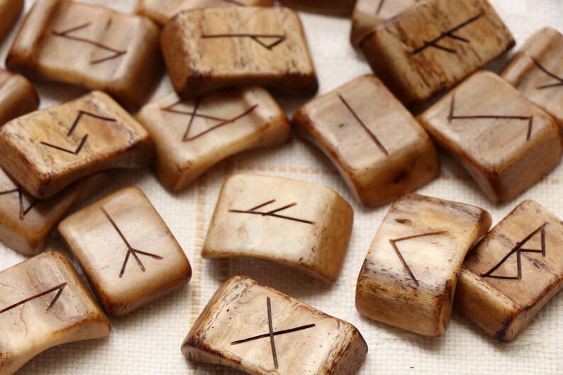 Elk Bone Rune Set 24 Dyed With Chaga Viking Age Crafts - Etsy