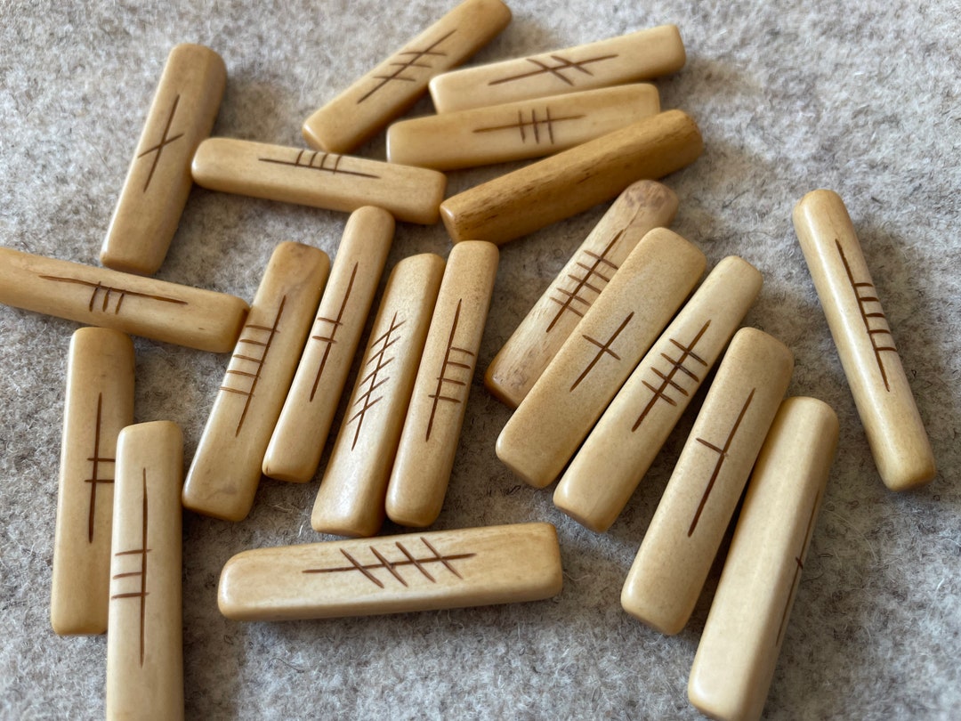 Ogham Irish Alphabet 20 Pieces From Moose Bone, Hand Carved and Dyed ...