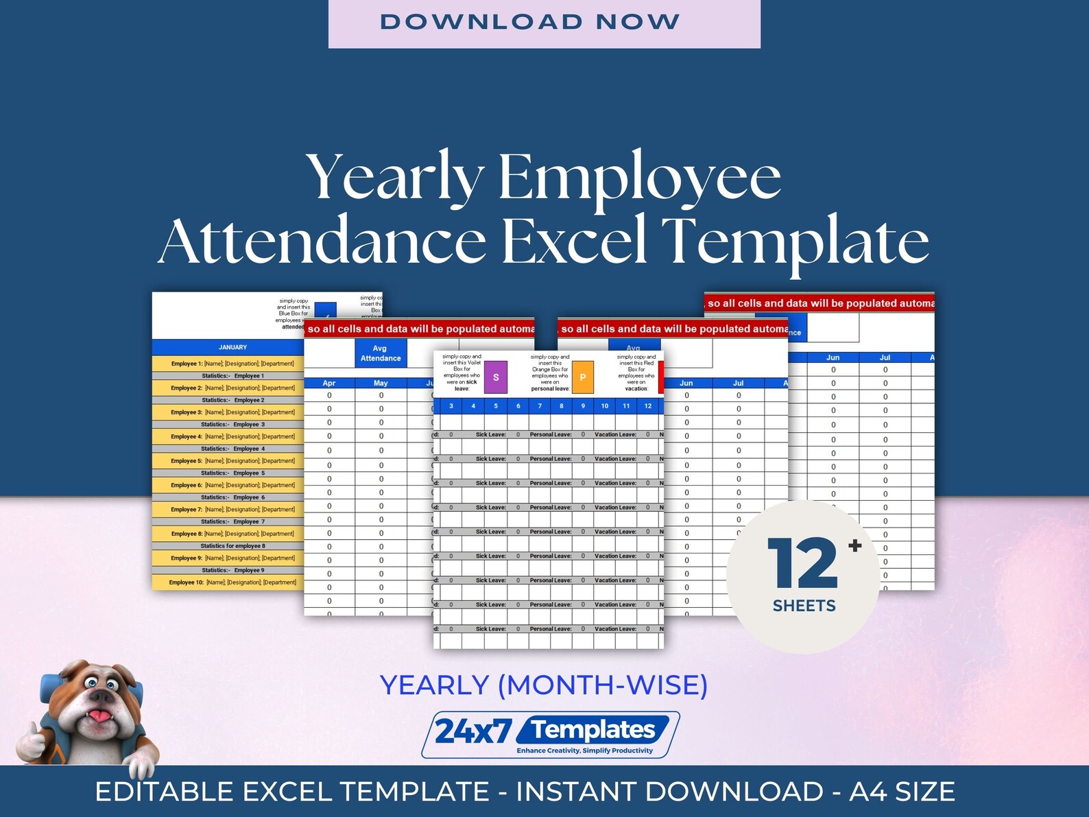 Employee Attendance Tracker Excel Sheet for Efficient Monitoring ...