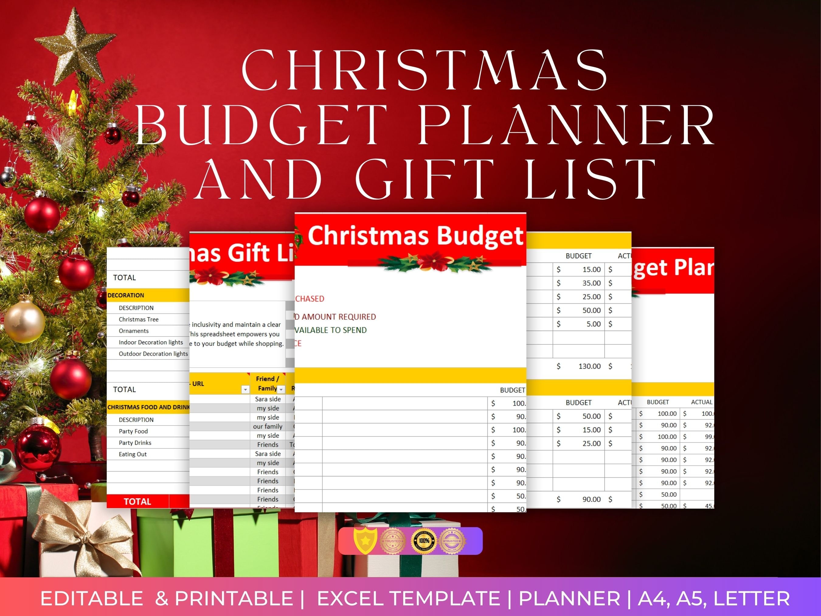 Christmas Excel Spreadsheet Christmas Gift Budget Template For Excel