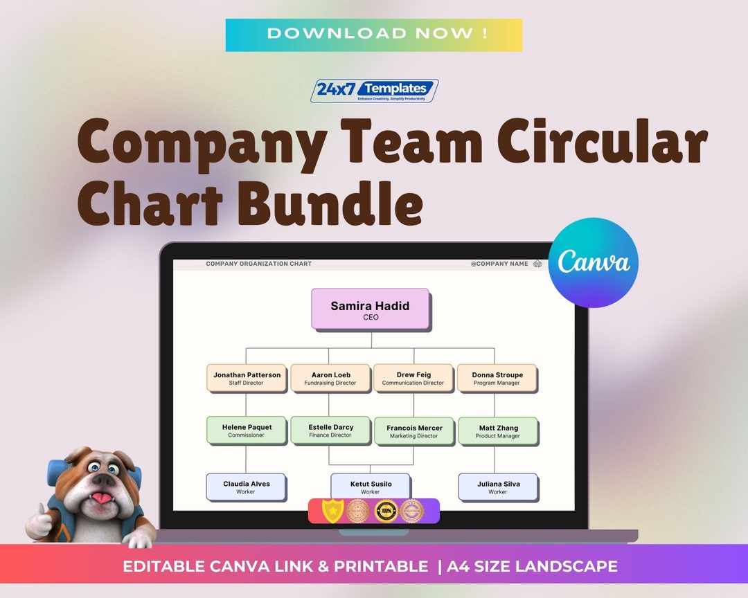 Company Team Circular Chart Bundle | 10 Editable & Printable Canva ...