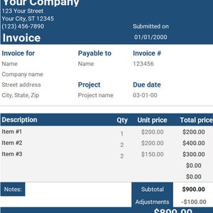 Single Page Invoice Template | Editable Excel Invoice Template for ...
