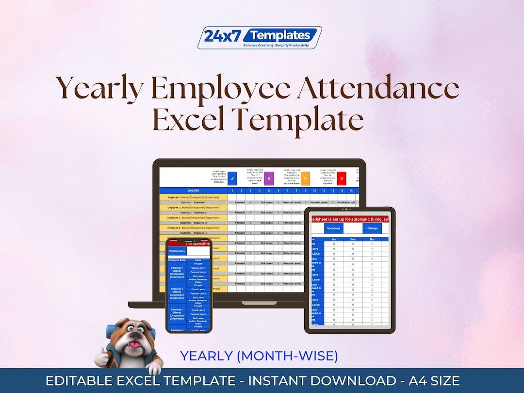 Employee Attendance Tracker Excel Sheet for Efficient Monitoring ...