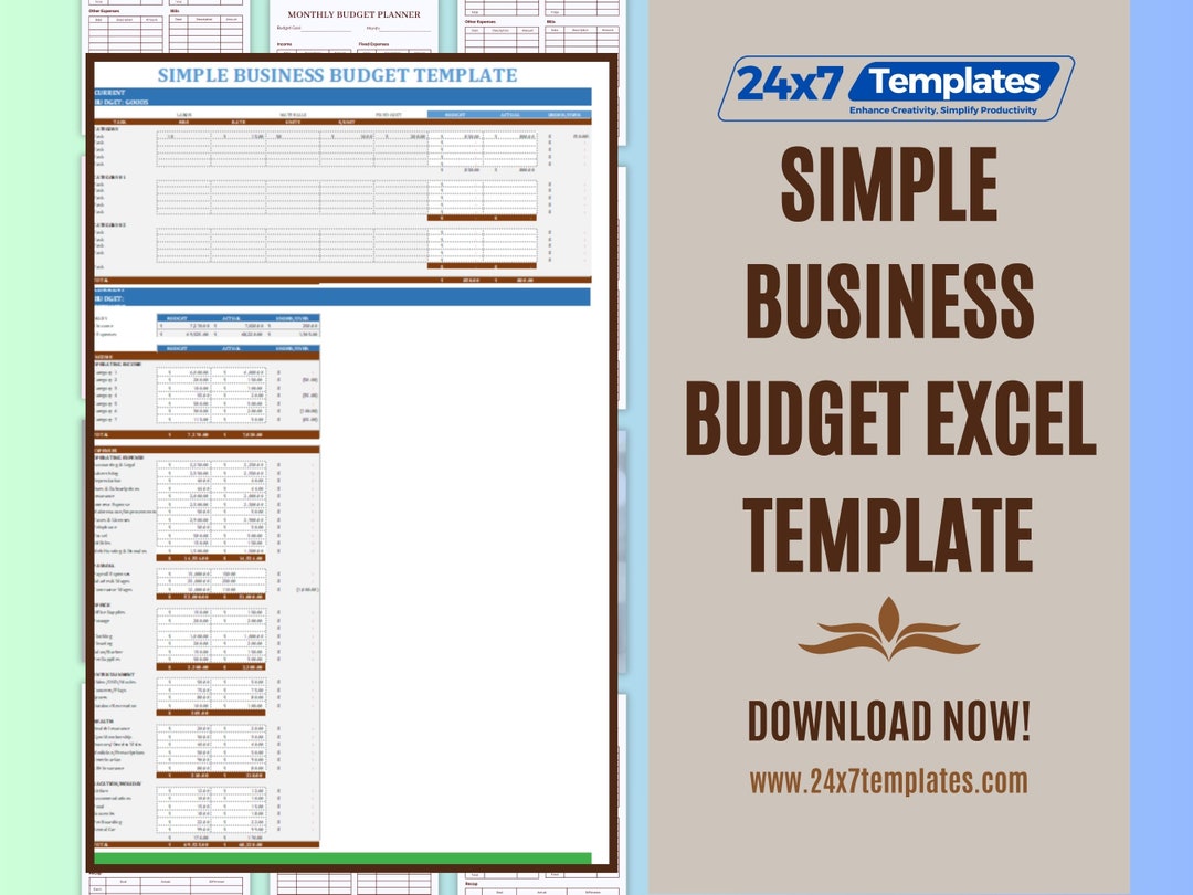 Simple Business Budget Excel Template | Financial Planning Spreadsheet ...