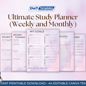Printable Student Planner: Daily, Weekly, Monthly (PDF & Canva) - Etsy