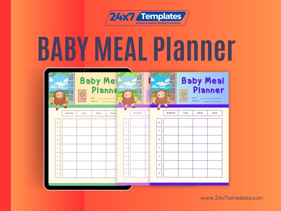 Easy Baby Meal Tracker PDF - Printable Weekly Food Planner | Kid Meal ...