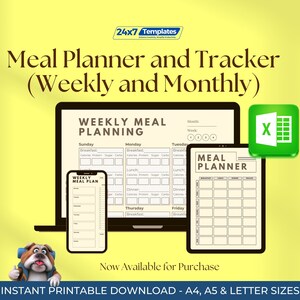 Meal Planner Template | Monthly, Daily, Weekly | Digital Meal Planner ...
