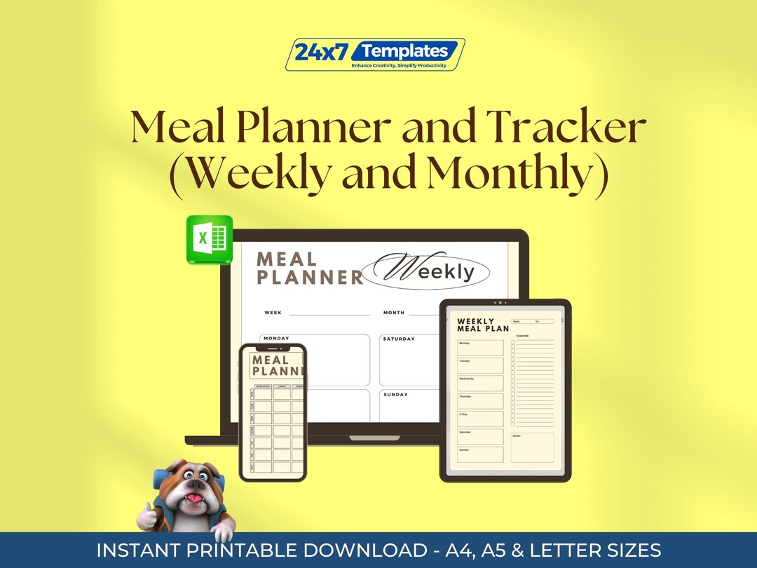 Meal Planner Template | Monthly, Daily, Weekly | Digital Meal Planner ...