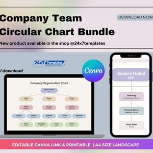 Company Team Circular Chart Bundle | 10 Editable & Printable Canva ...