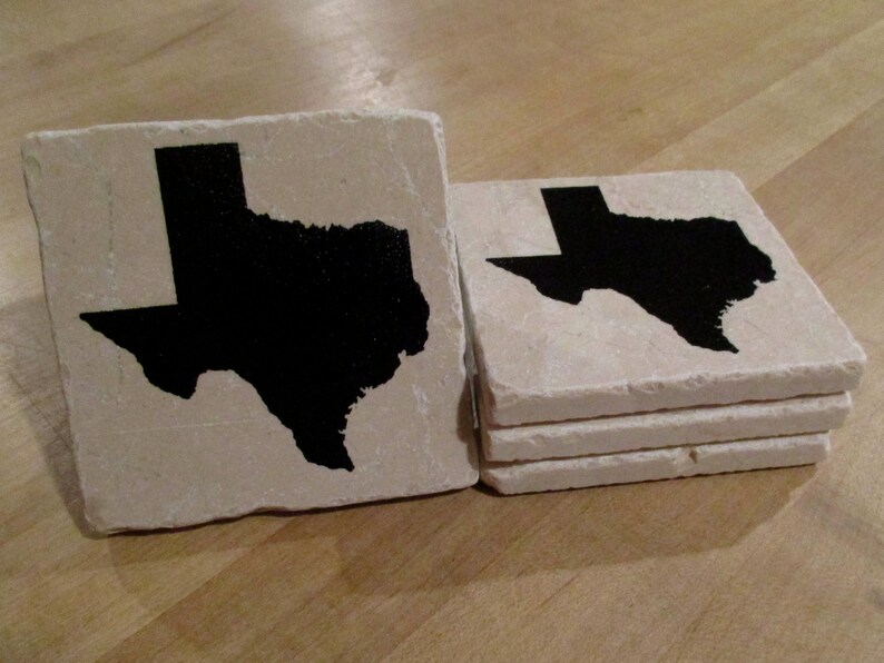 Love Texas Coasters Texas Decor Texas Gift Marble Stone - Etsy