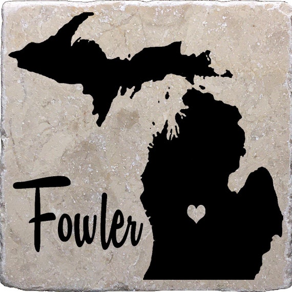 Fowler Michigan Coasters Michigan Decor Michigan Gift | Etsy