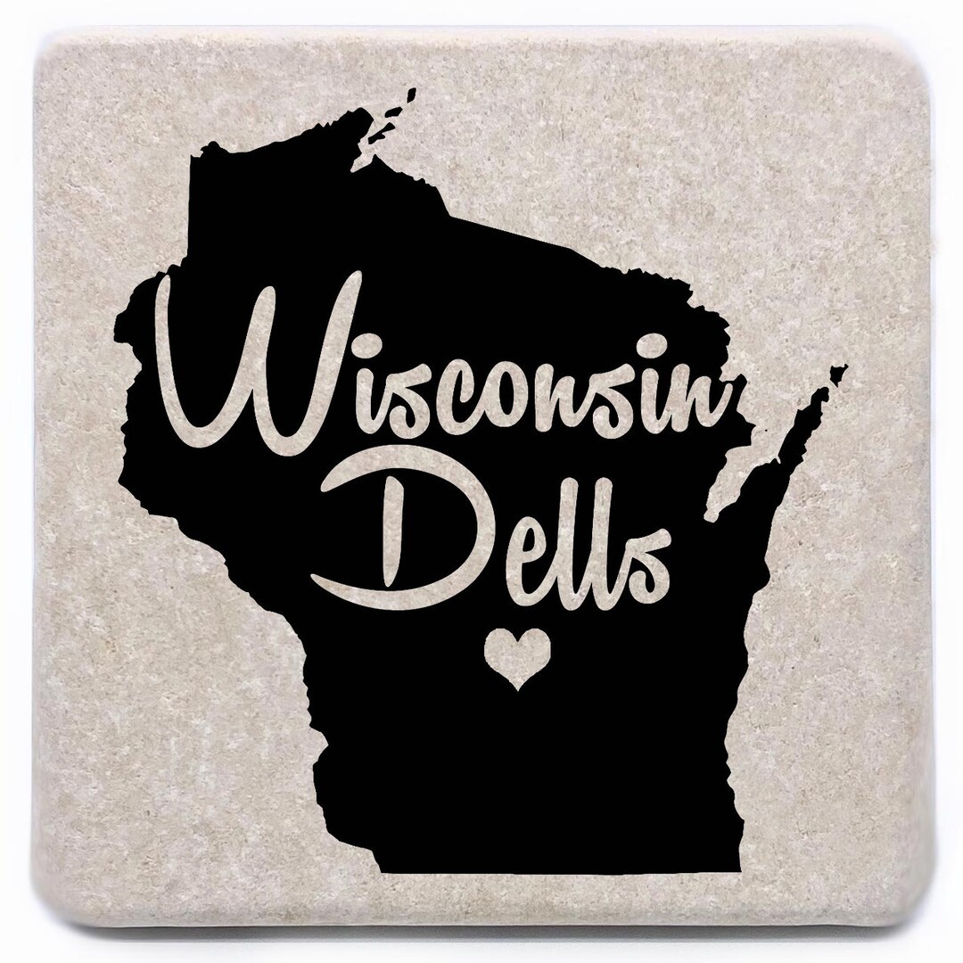 Wisconsin Dells Stone Coaster, Drink Barware, Housewarming Gift - Etsy