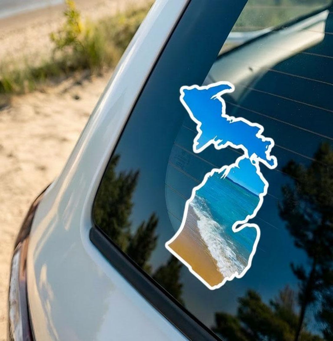 Michigan 5" Sticker Fall Colors, Retro Floral, Beach Shoreline ...