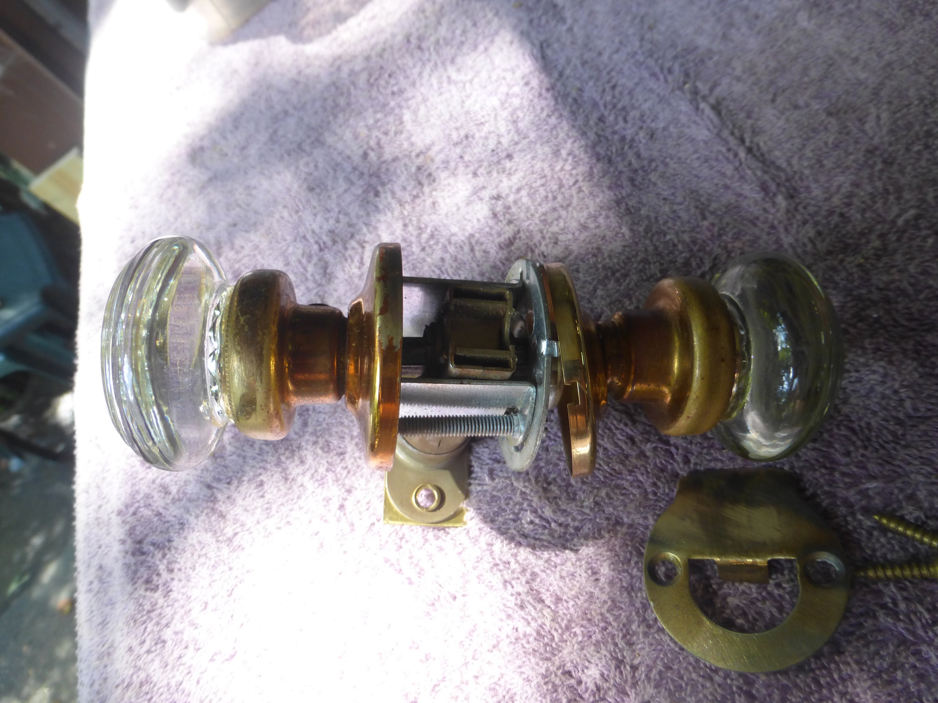 ONE Vintage Antique 6pc Dexter Brass Glass Door Hardware Set 81421 D - Etsy
